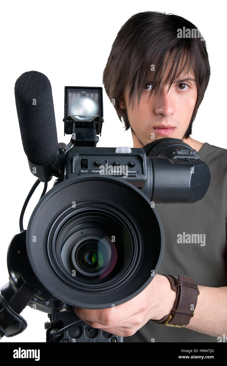 Cameraman, isolated on white background Stock Photo - Alamy