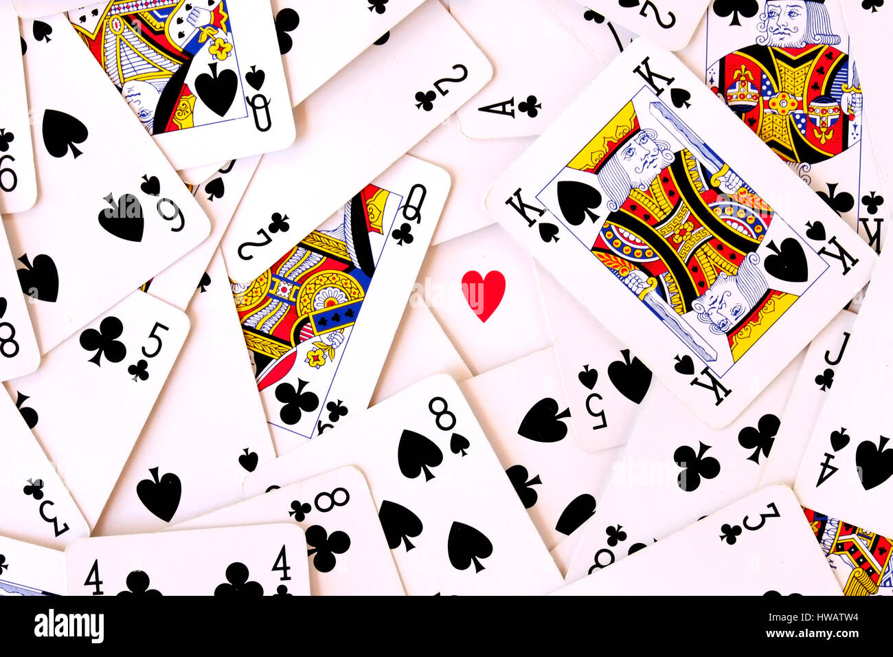 Playing Cards Background with Hidden Red Heart Stock Photo - Alamy