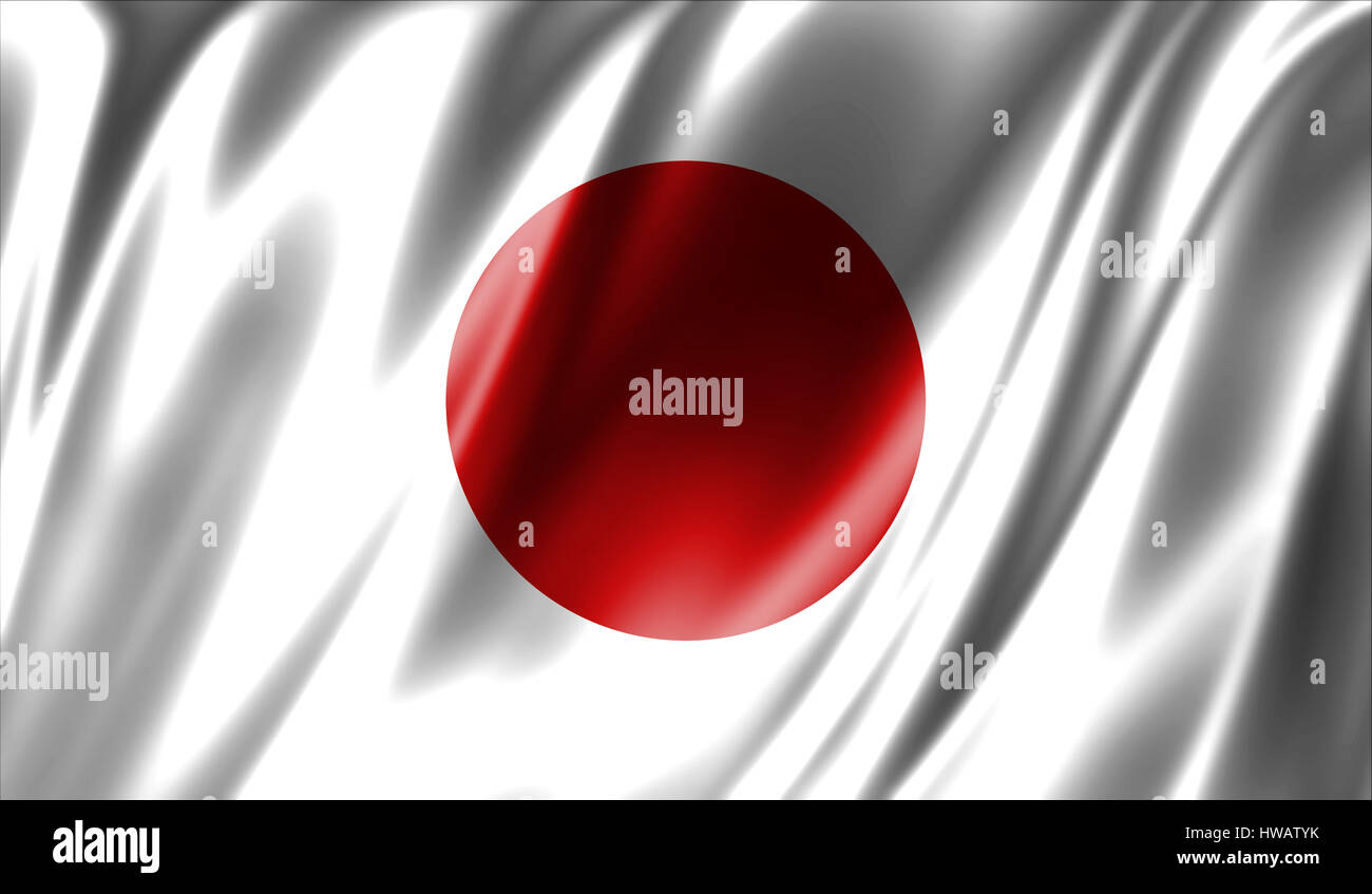 Grunge colorful background, flag of Japan. Close-up, fluttering ...