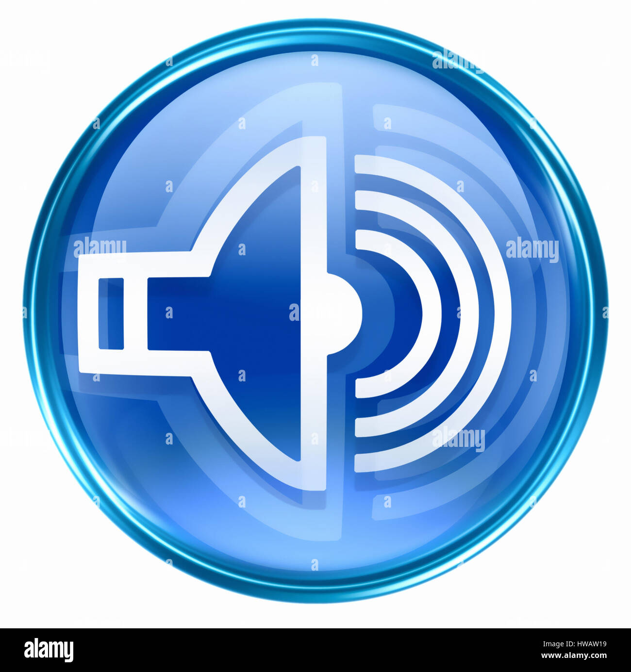 speaker icon blue, isolated on white background Stock Photo - Alamy