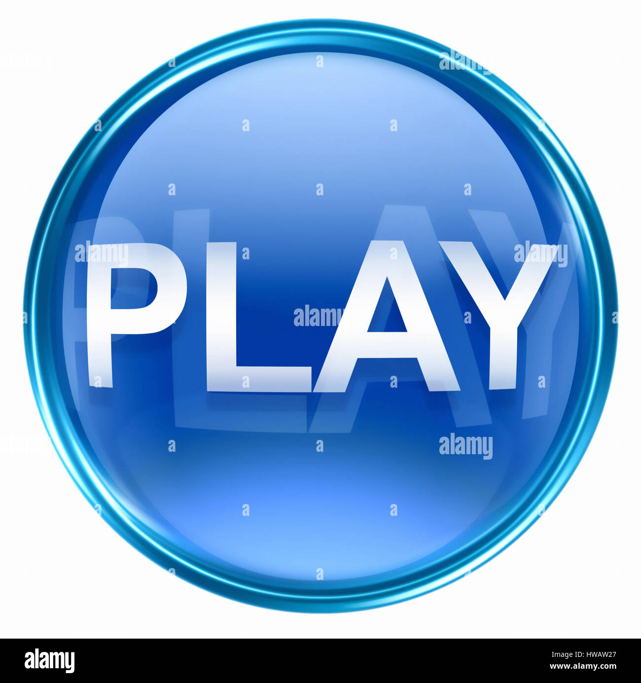 Play icon blue, isolated on white background Stock Photo - Alamy