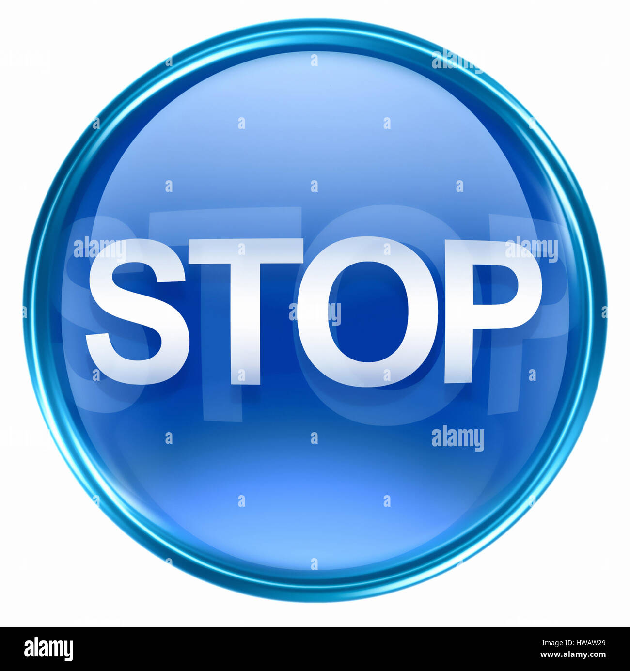 Stop icon blue, isolated on white background Stock Photo - Alamy