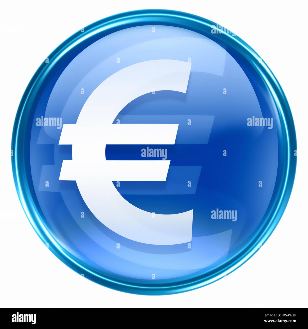 Euro icon blue, isolated on white background Stock Photo - Alamy