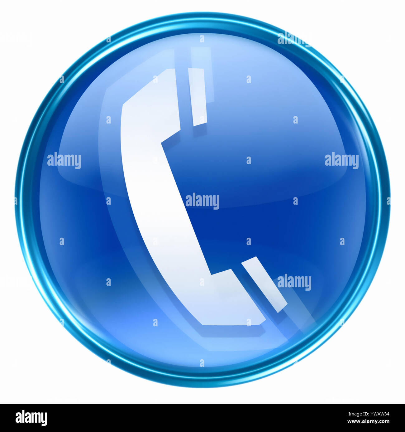phone icon blue, isolated on white background Stock Photo - Alamy
