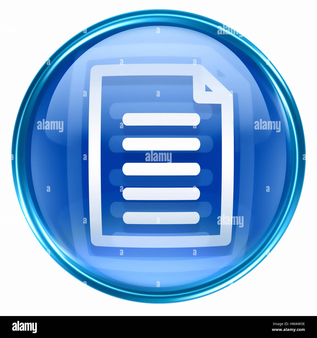 Document icon blue, isolated on white background Stock Photo - Alamy