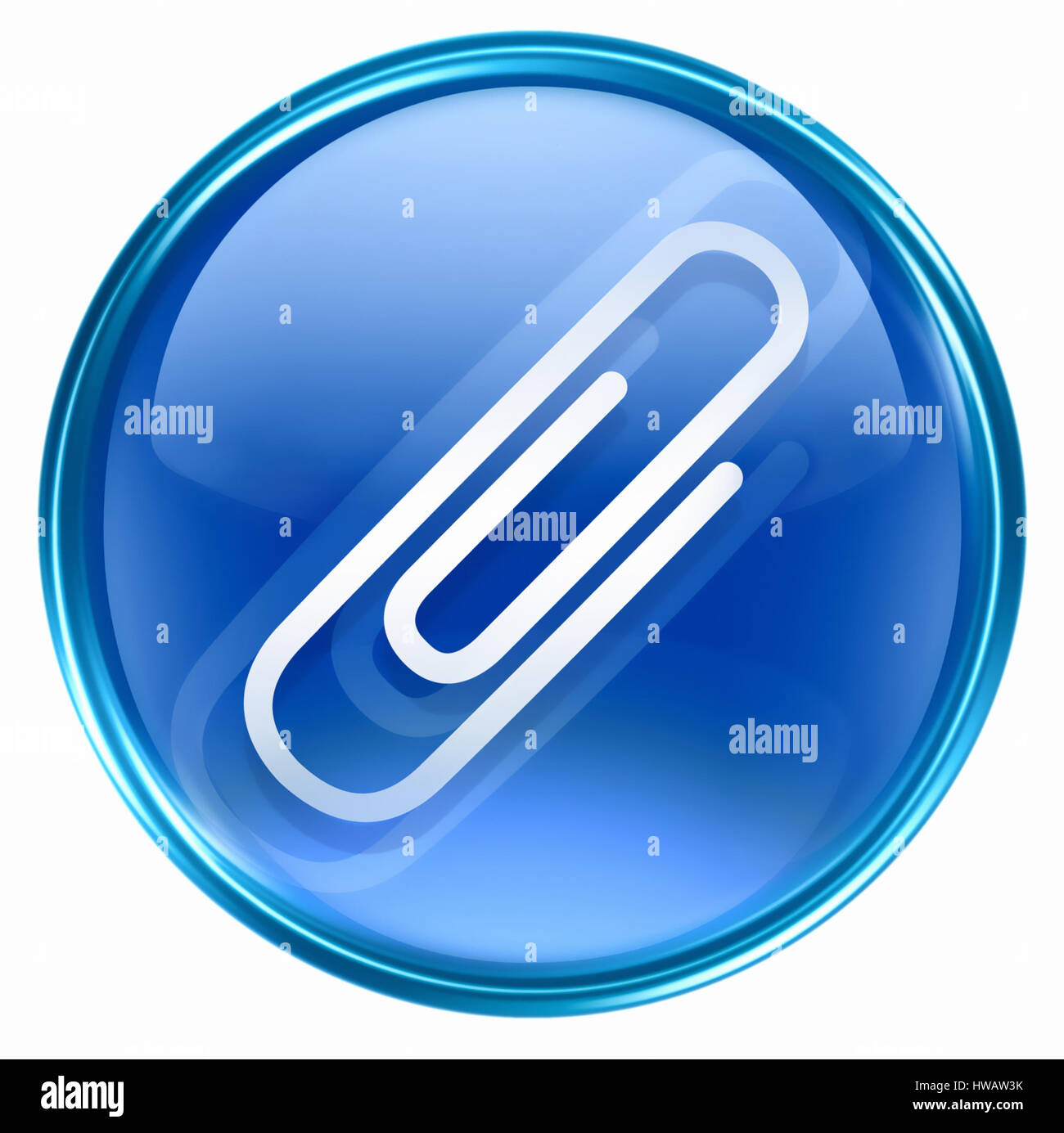 Paper clip icon blue, isolated on white background Stock Photo - Alamy