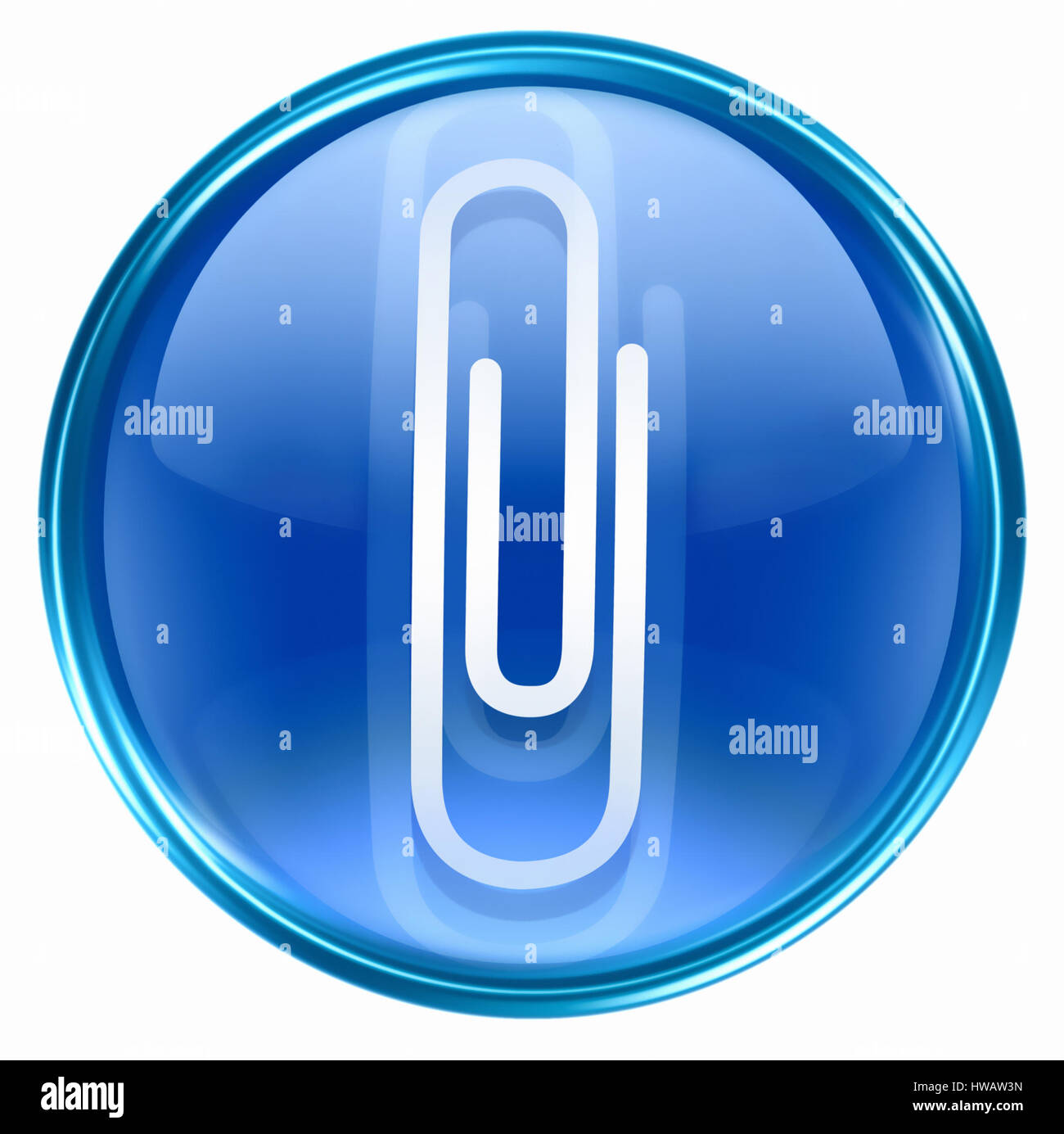 Paper clip icon blue, isolated on white background Stock Photo - Alamy