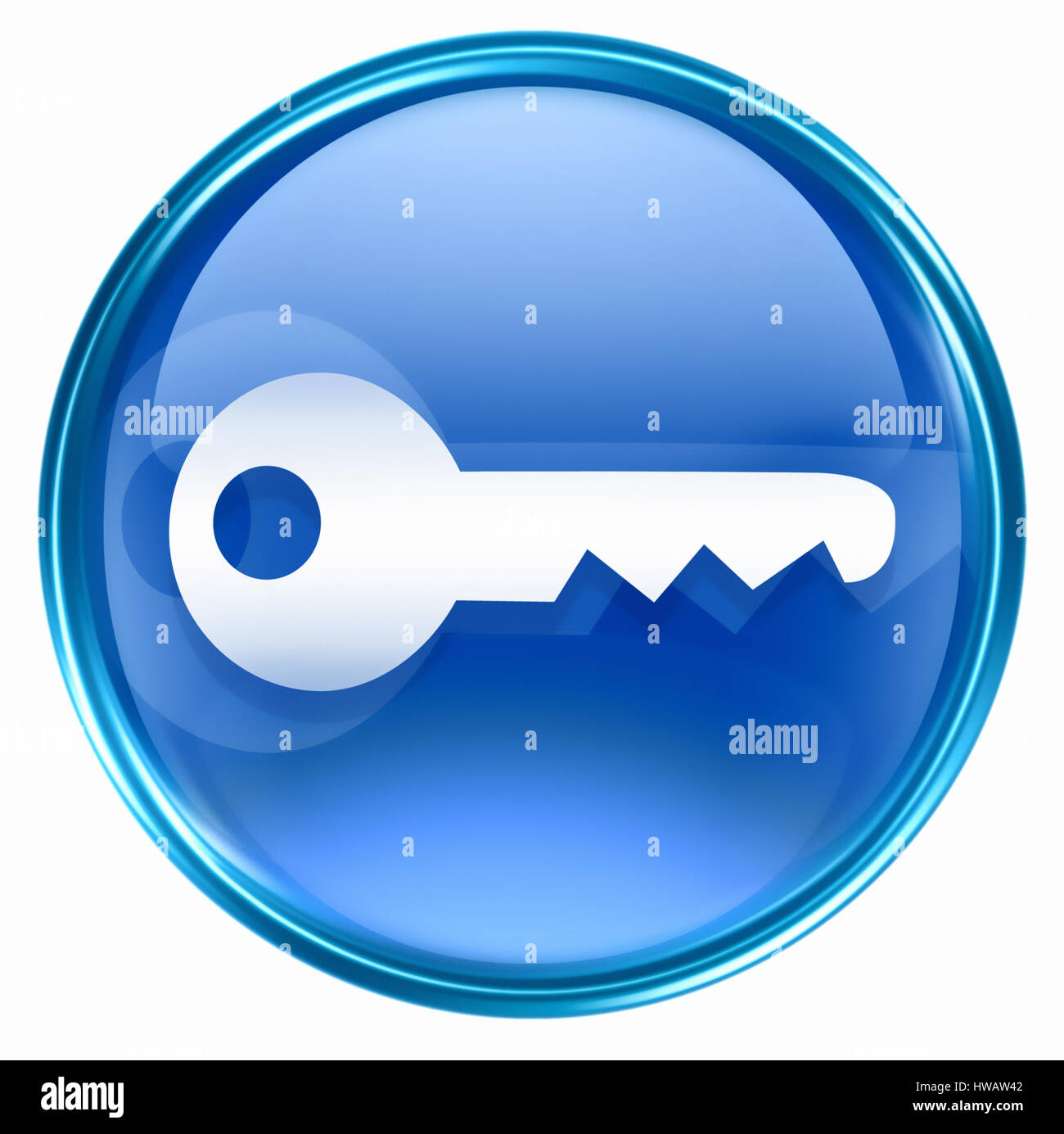 Key icon blue, isolated on white background Stock Photo - Alamy