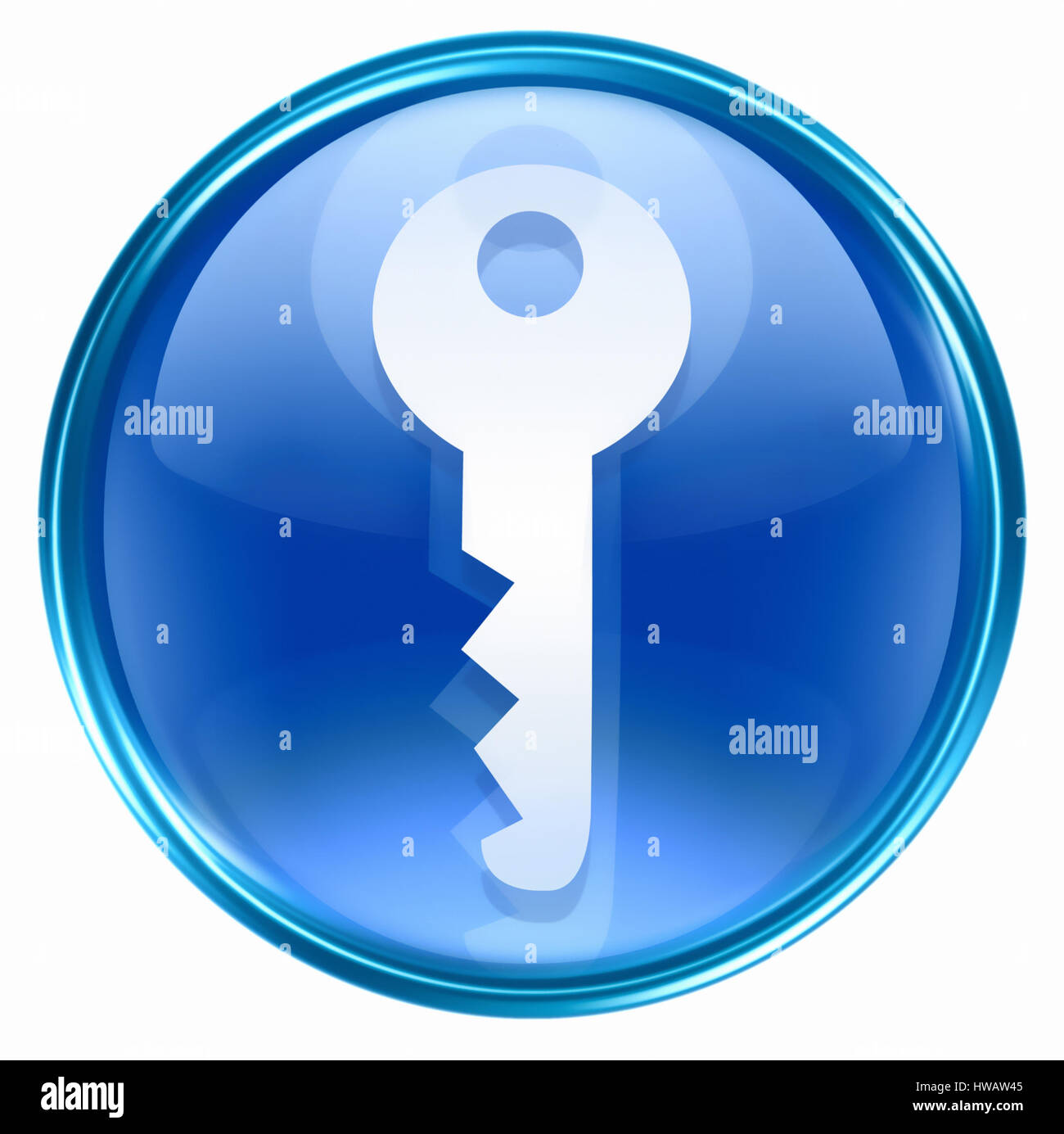 Key icon blue, isolated on white background Stock Photo - Alamy