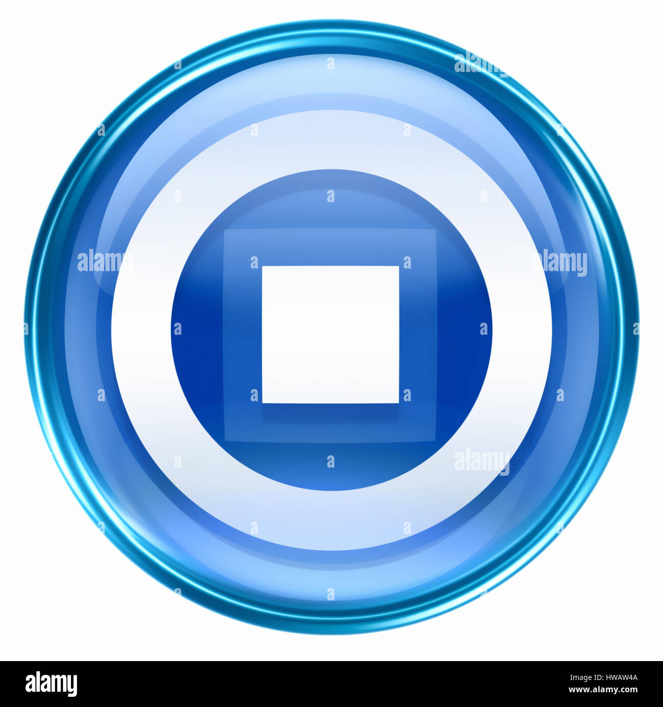 Stop icon blue, isolated on white background Stock Photo - Alamy