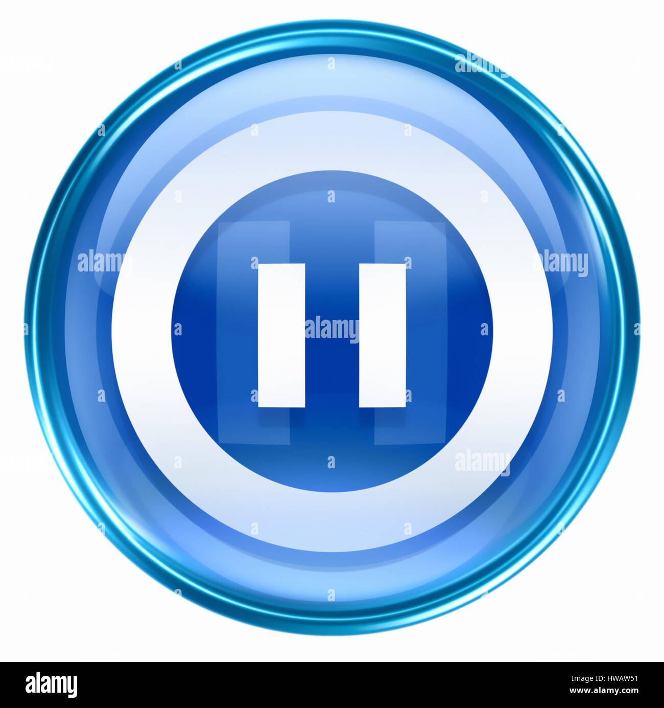 Pause icon blue, isolated on white background Stock Photo - Alamy