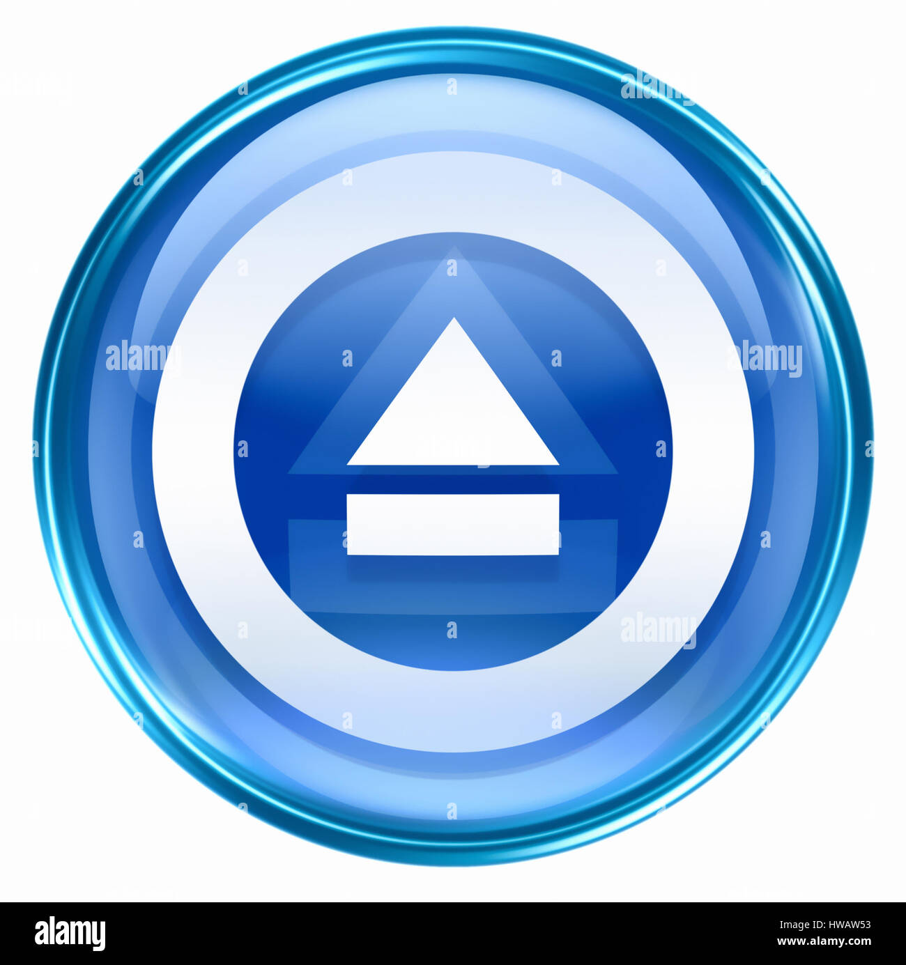 Eject icon blue, isolated on white background Stock Photo - Alamy