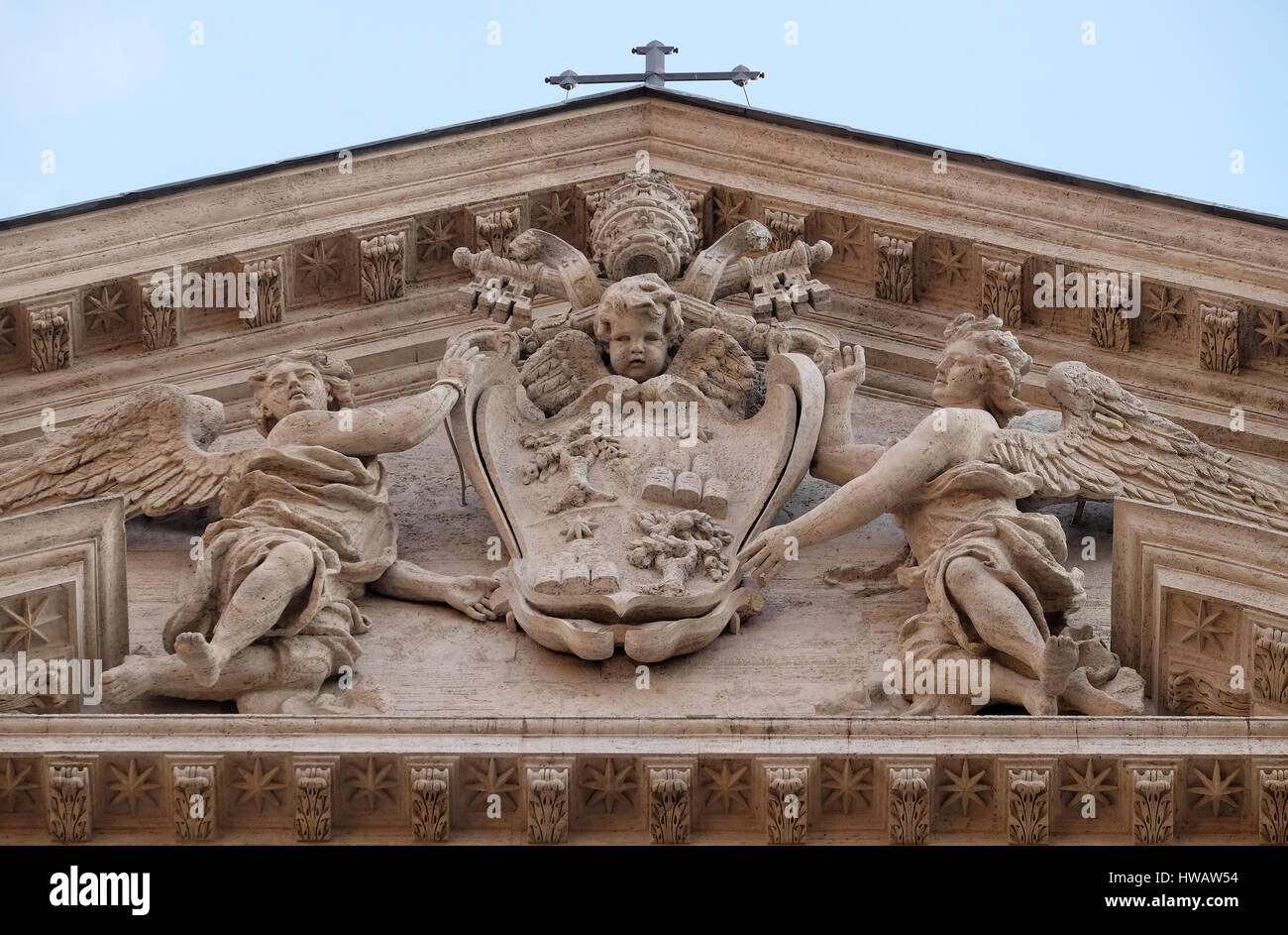 Coat of arms of Pope Alexander VII Chigi on the portal of Sant Andrea ...