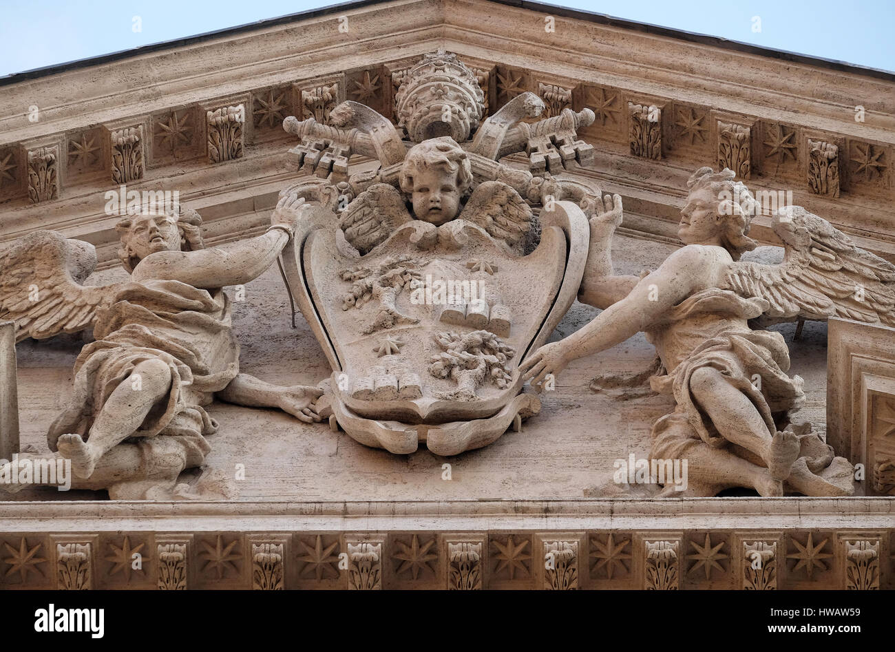 Coat of arms of Pope Alexander VII Chigi on the portal of Sant Andrea ...