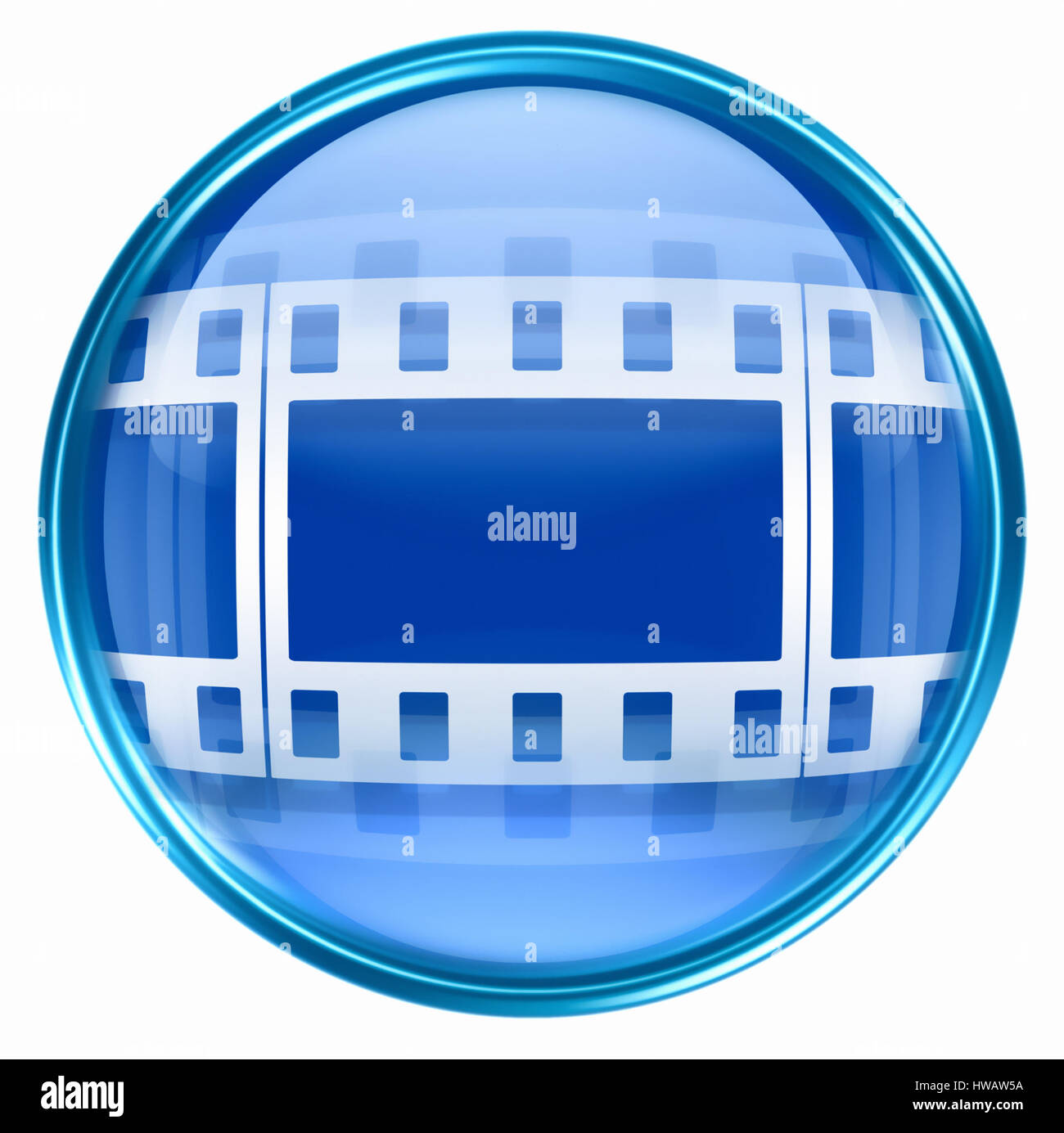Film icon blue, isolated on white background Stock Photo - Alamy