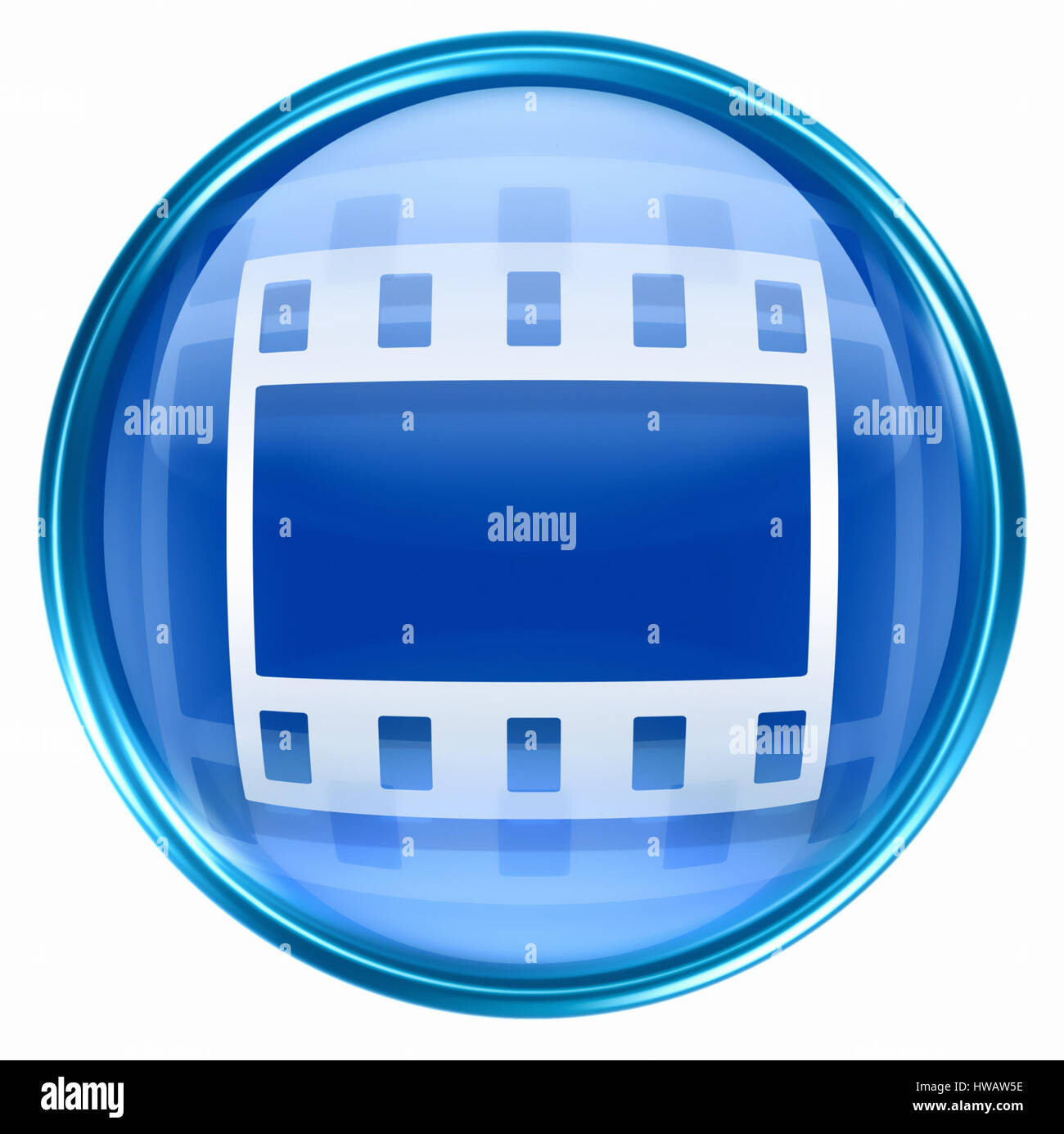Film icon blue, isolated on white background Stock Photo - Alamy
