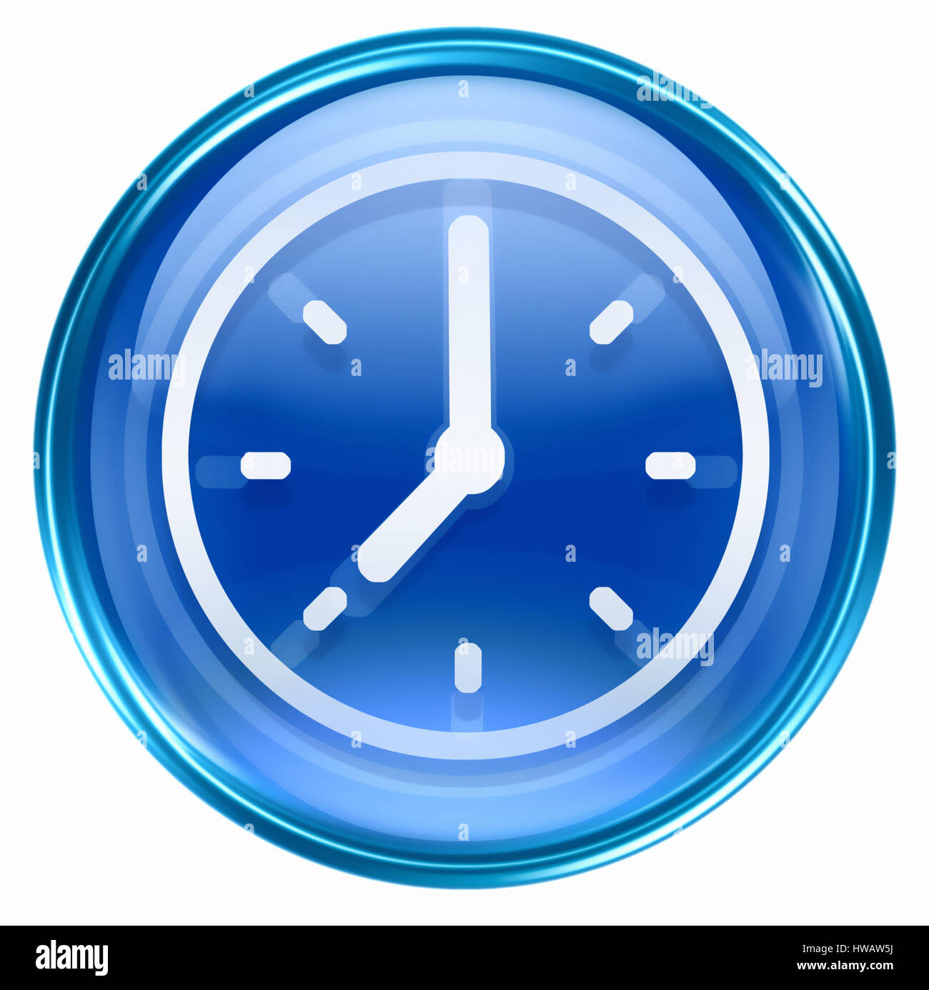 clock icon blue, isolated on white background Stock Photo - Alamy