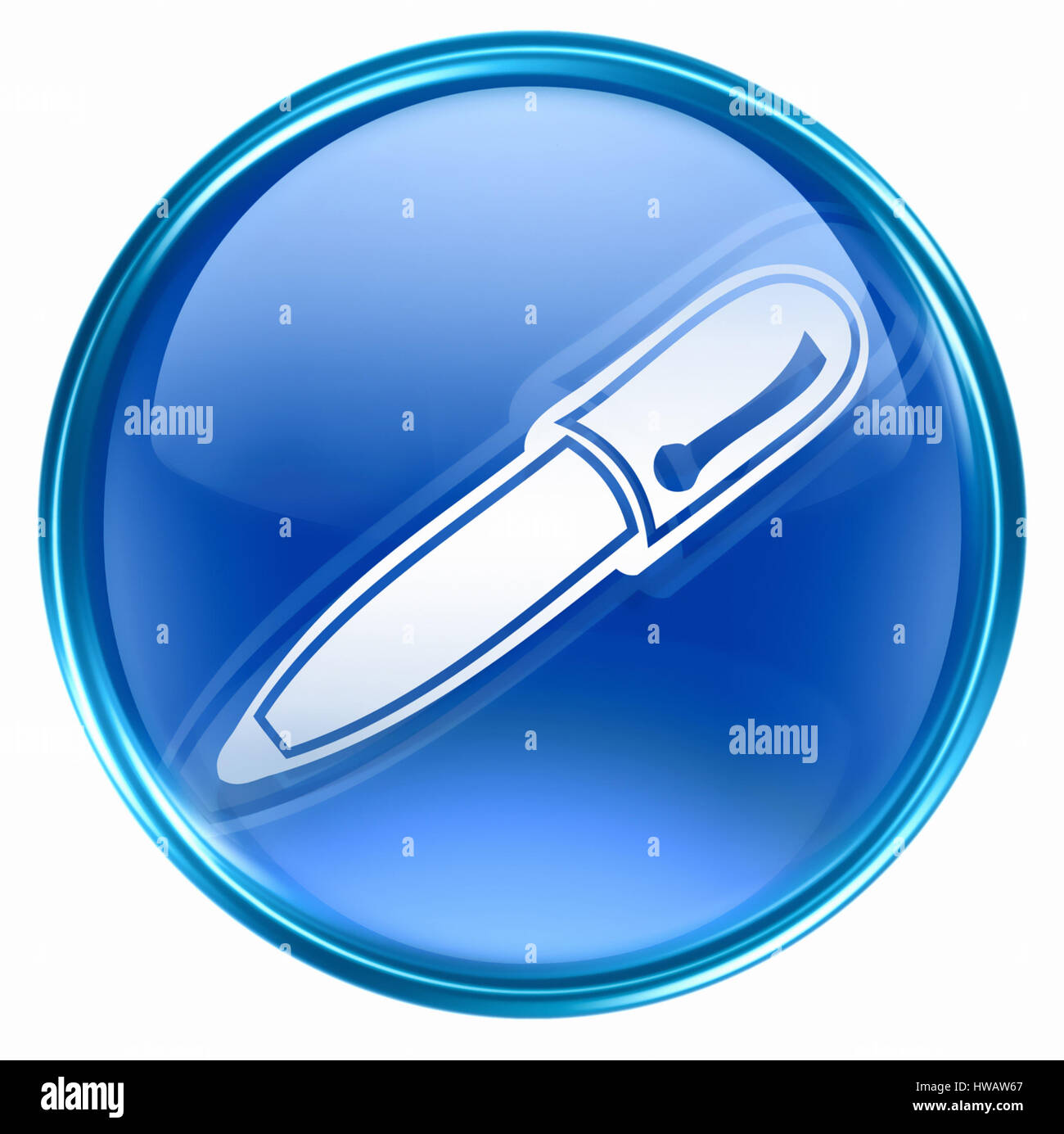 pen icon blue, isolated on white background Stock Photo - Alamy