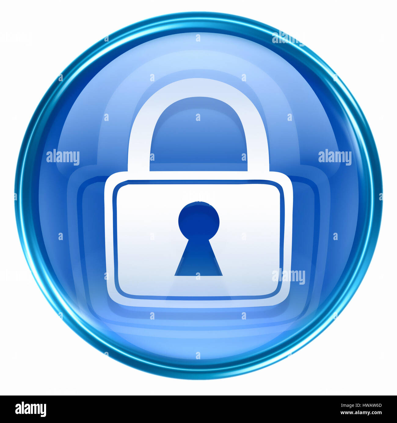 Lock icon blue, isolated on white background Stock Photo - Alamy