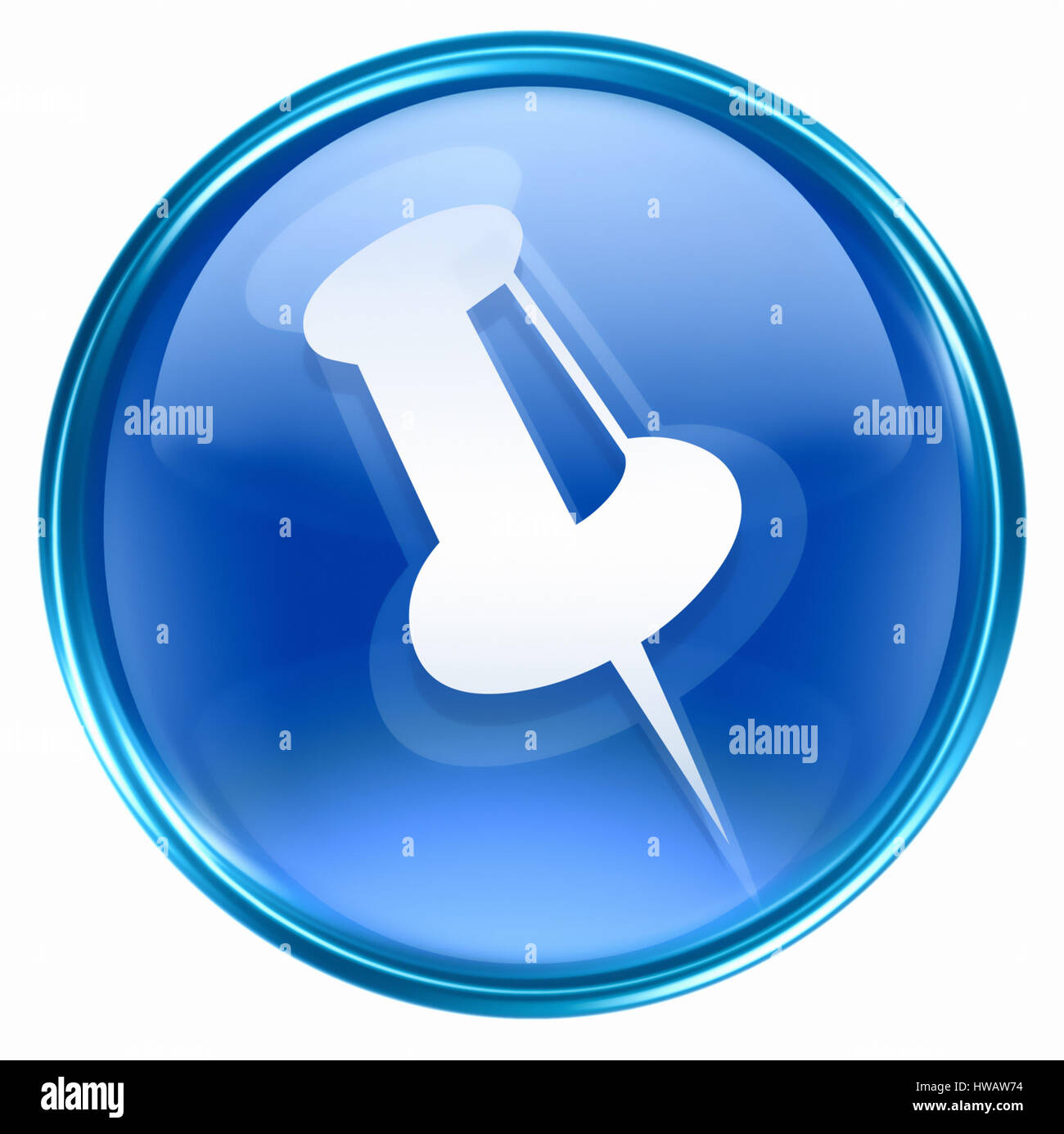 thumbtack icon blue, isolated on white background Stock Photo - Alamy