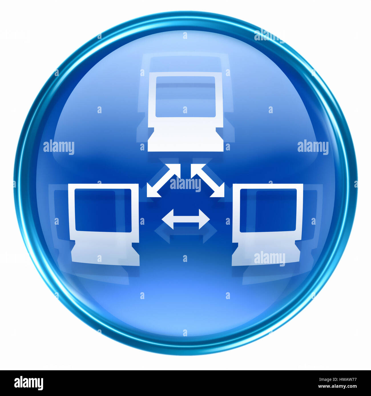 Network icon blue, isolated on white background Stock Photo - Alamy