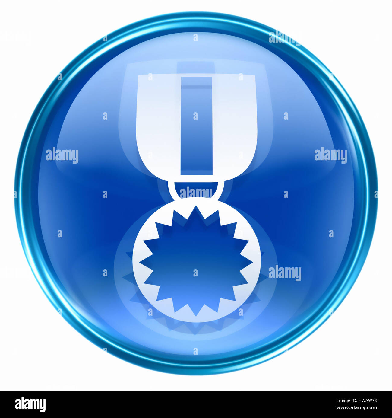medal icon blue, isolated on white background Stock Photo - Alamy