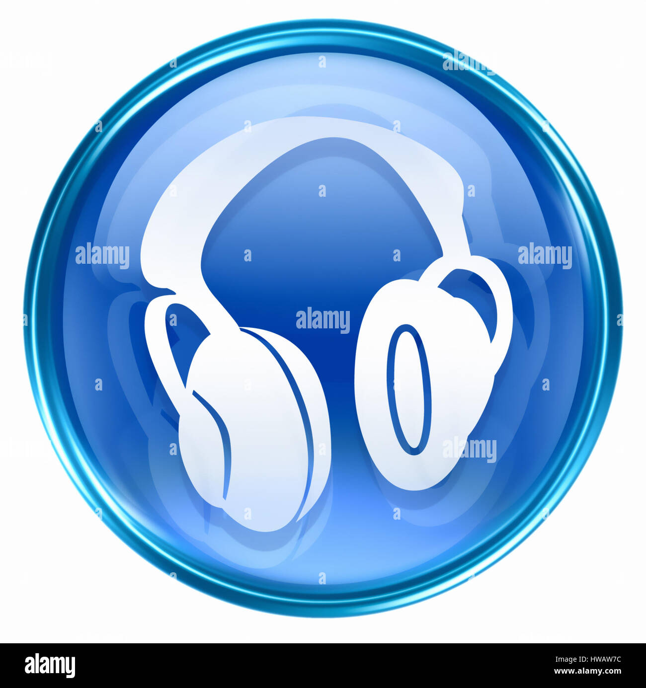 headphones icon blue, isolated on white background Stock Photo - Alamy