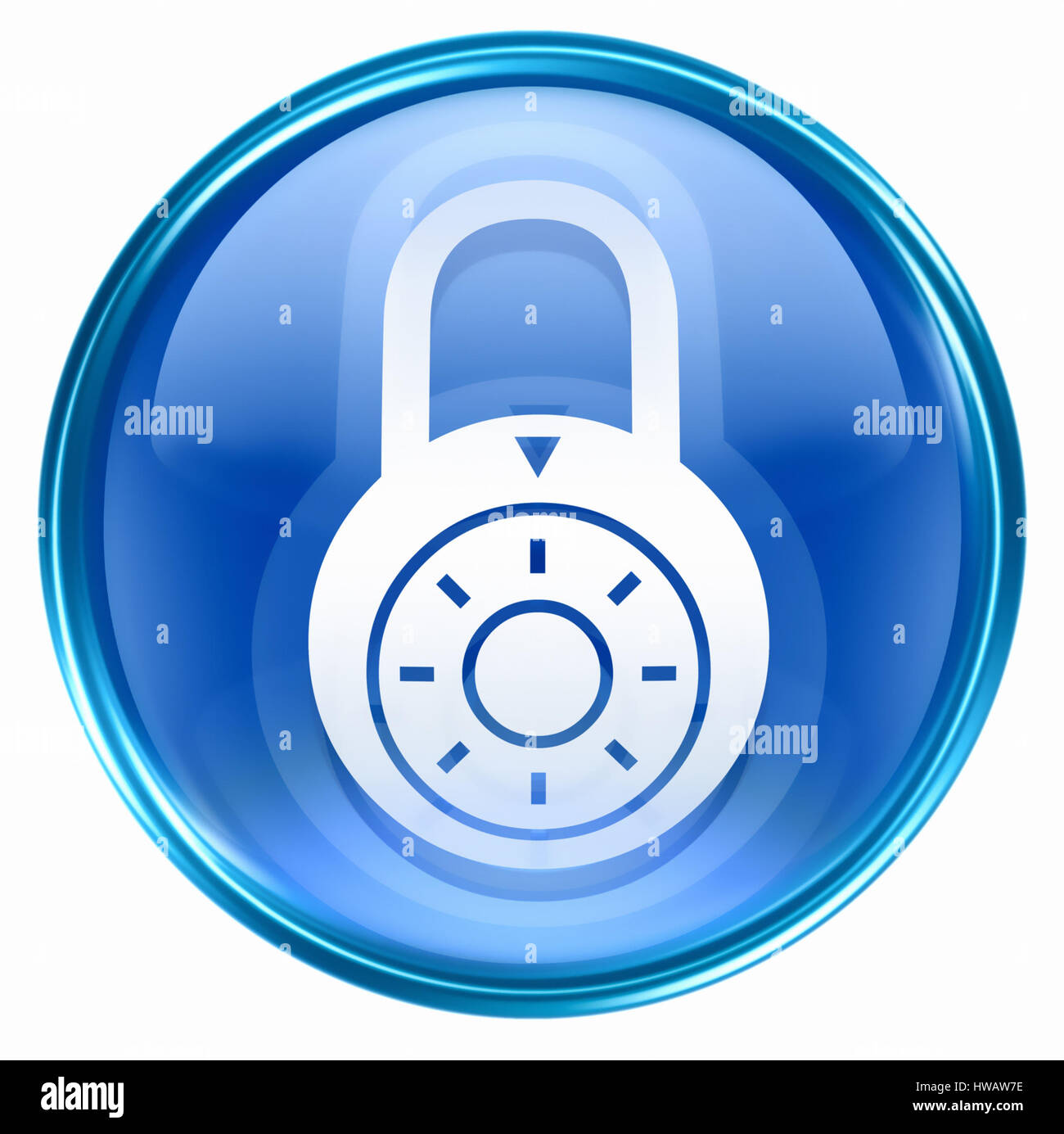 Lock off, icon blue, isolated on white background Stock Photo - Alamy