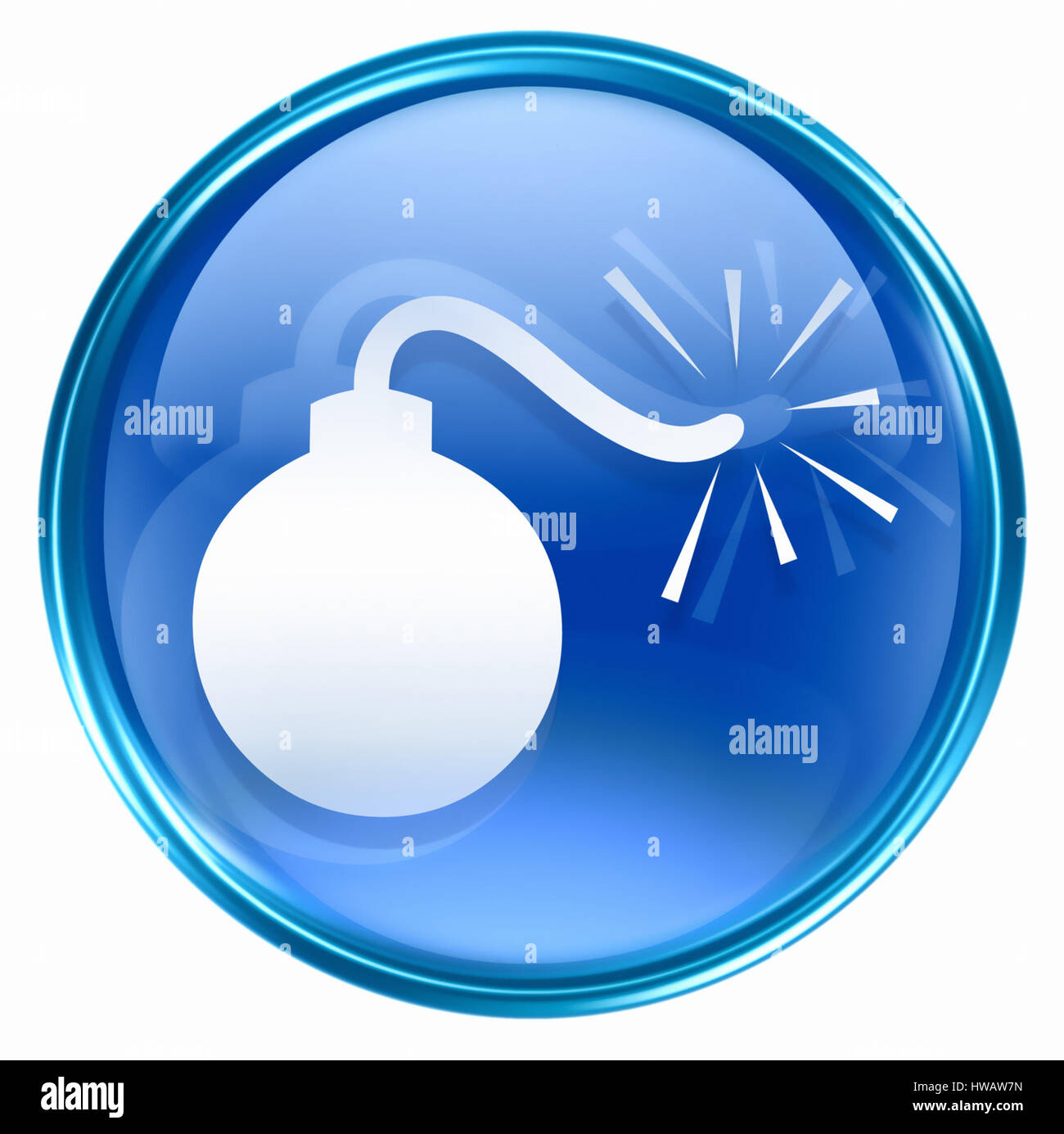 bomb icon blue, isolated on white background Stock Photo - Alamy