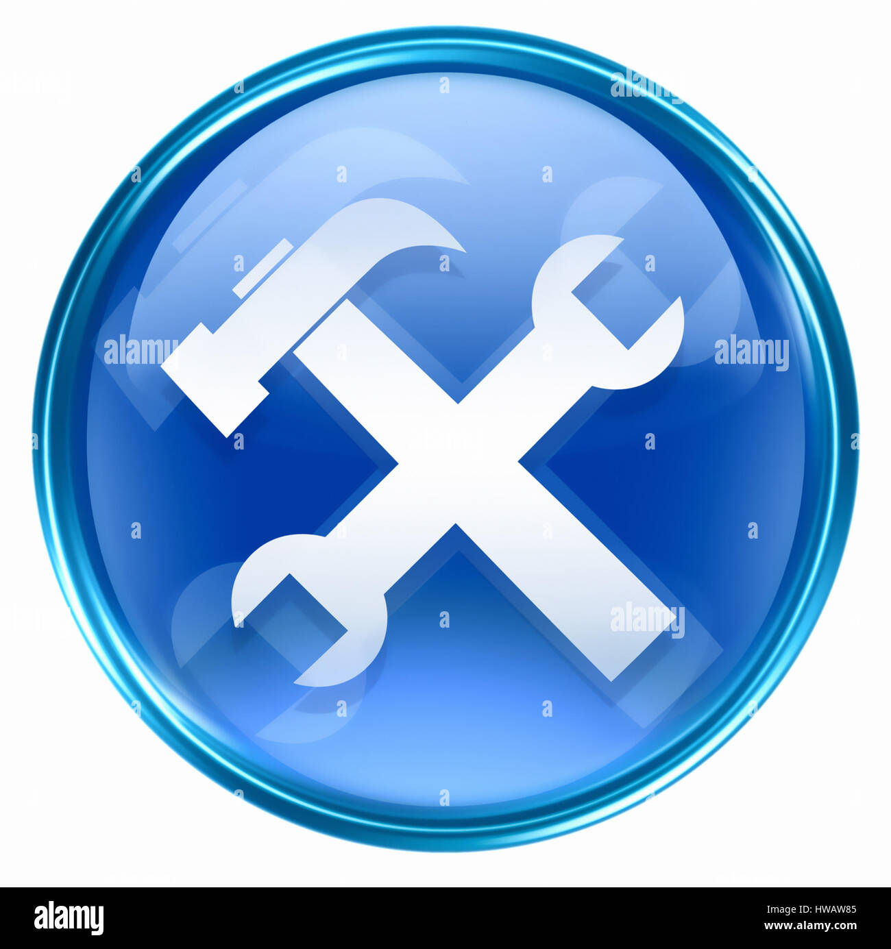 Tools icon blue, isolated on white background Stock Photo - Alamy