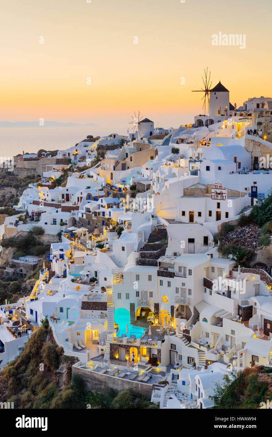 One of most famous sunset watching places - the beautiful Oia vilage at ...