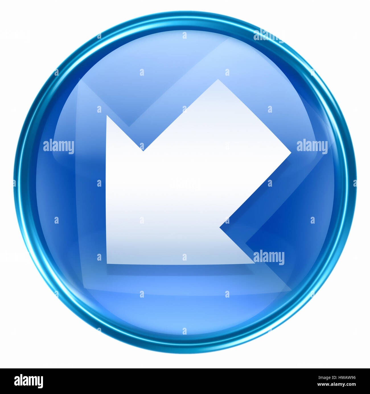 Arrow icon blue, isolated on white background Stock Photo - Alamy