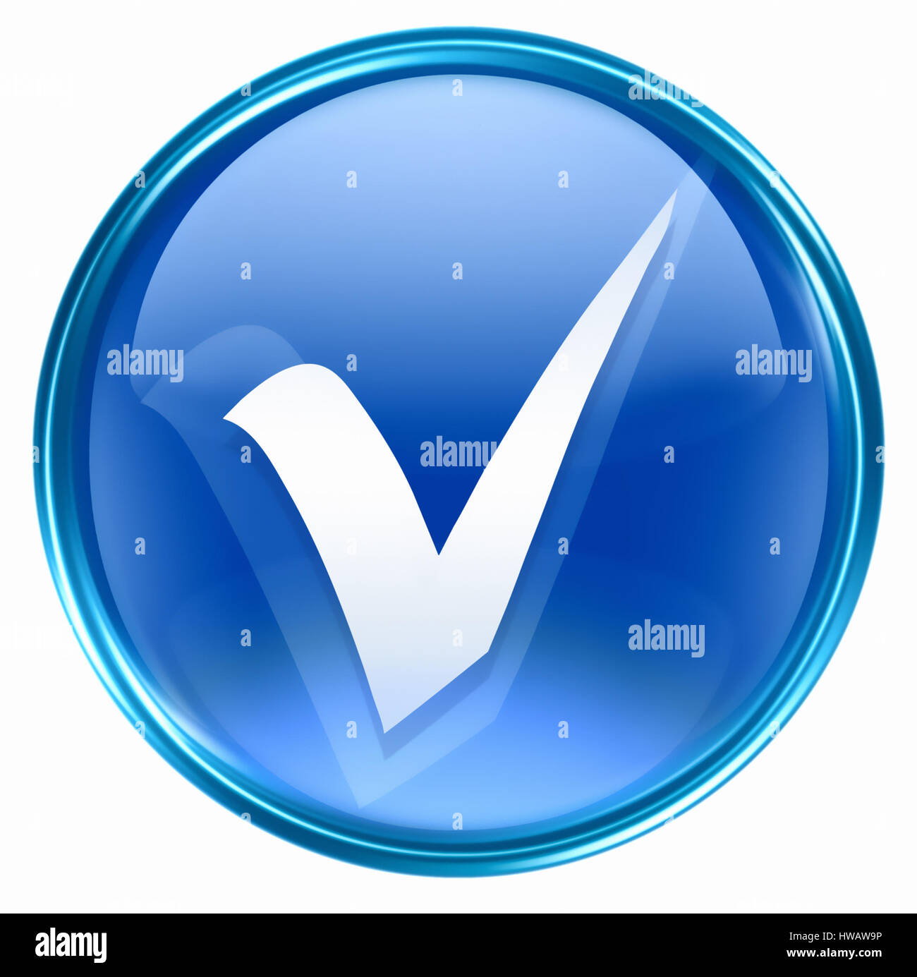 check icon blue, isolated on white background Stock Photo - Alamy