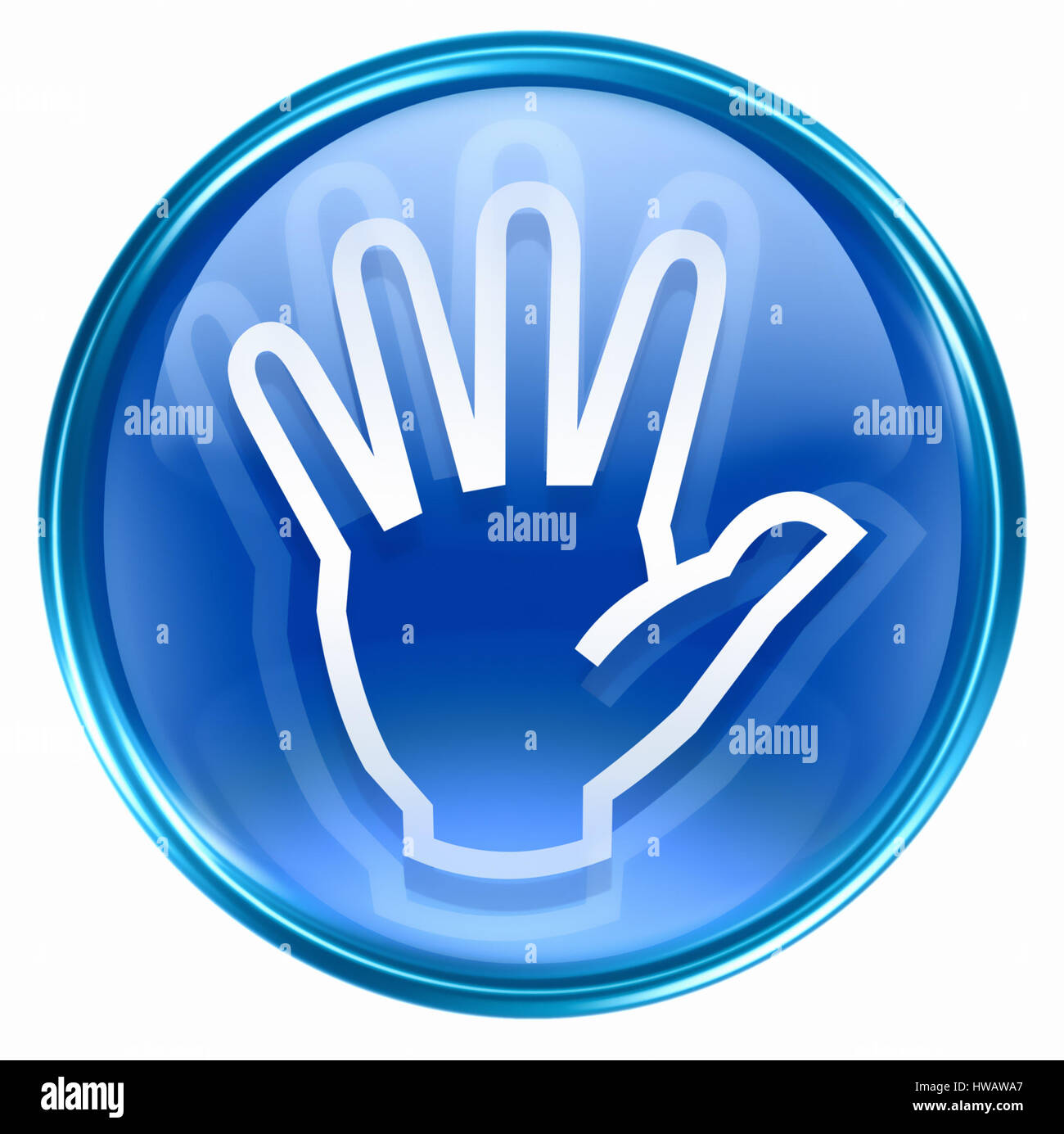hand icon blue, isolated on white background Stock Photo - Alamy