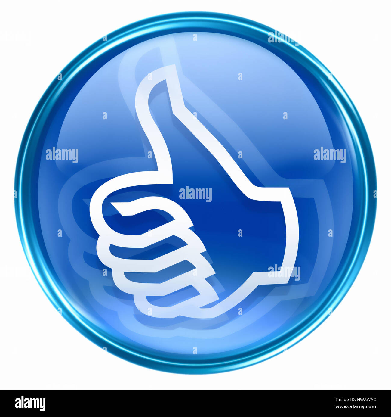 thumb up icon blue, approval Hand Gesture, isolated on white background ...