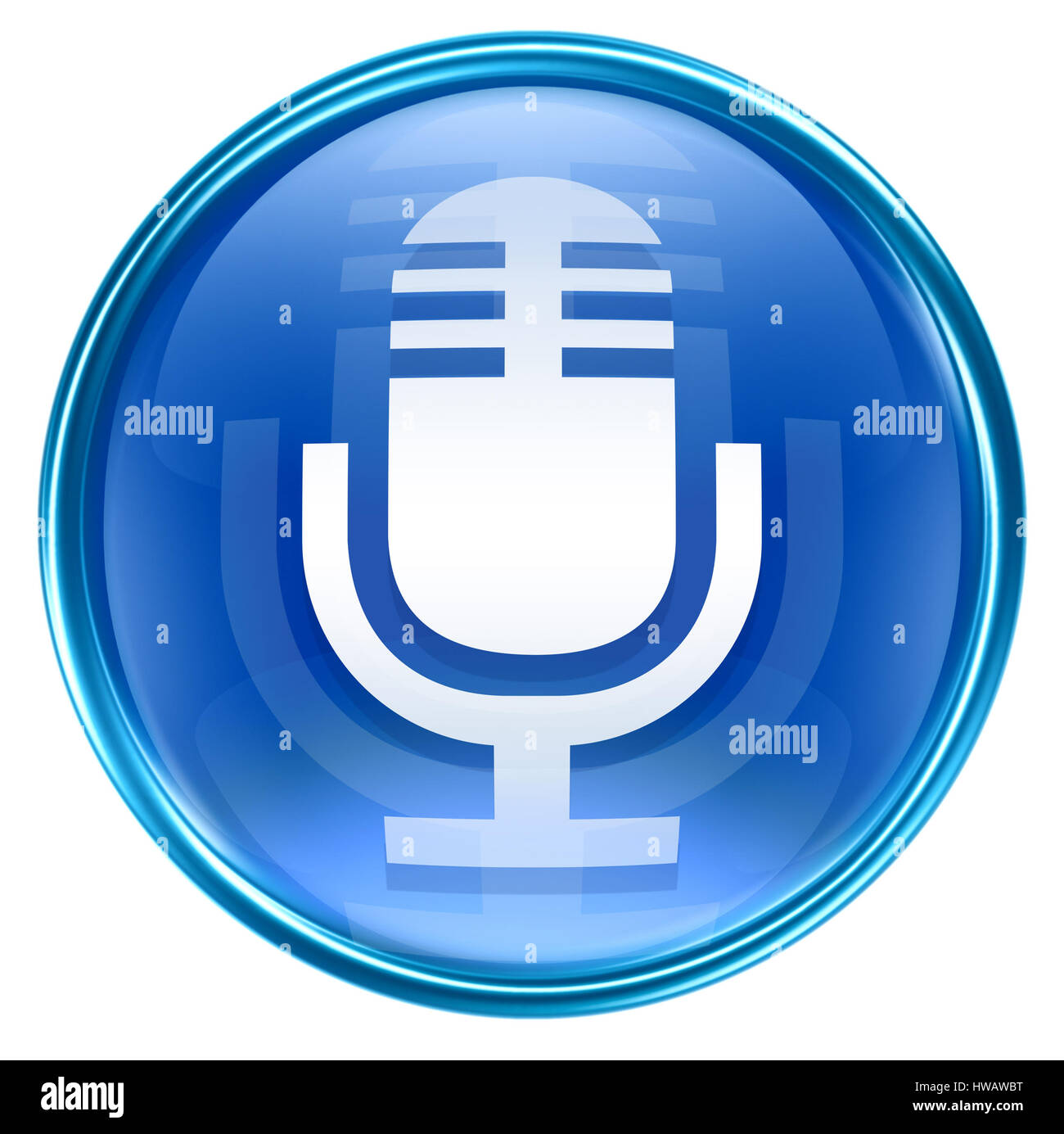 Microphone icon blue, isolated on white background Stock Photo - Alamy