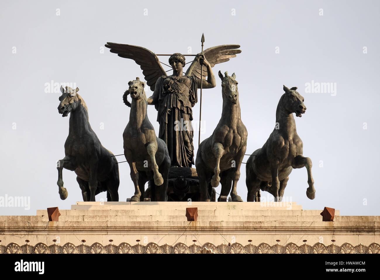Statue of the goddess Victoria riding on quadriga, National Monument of ...