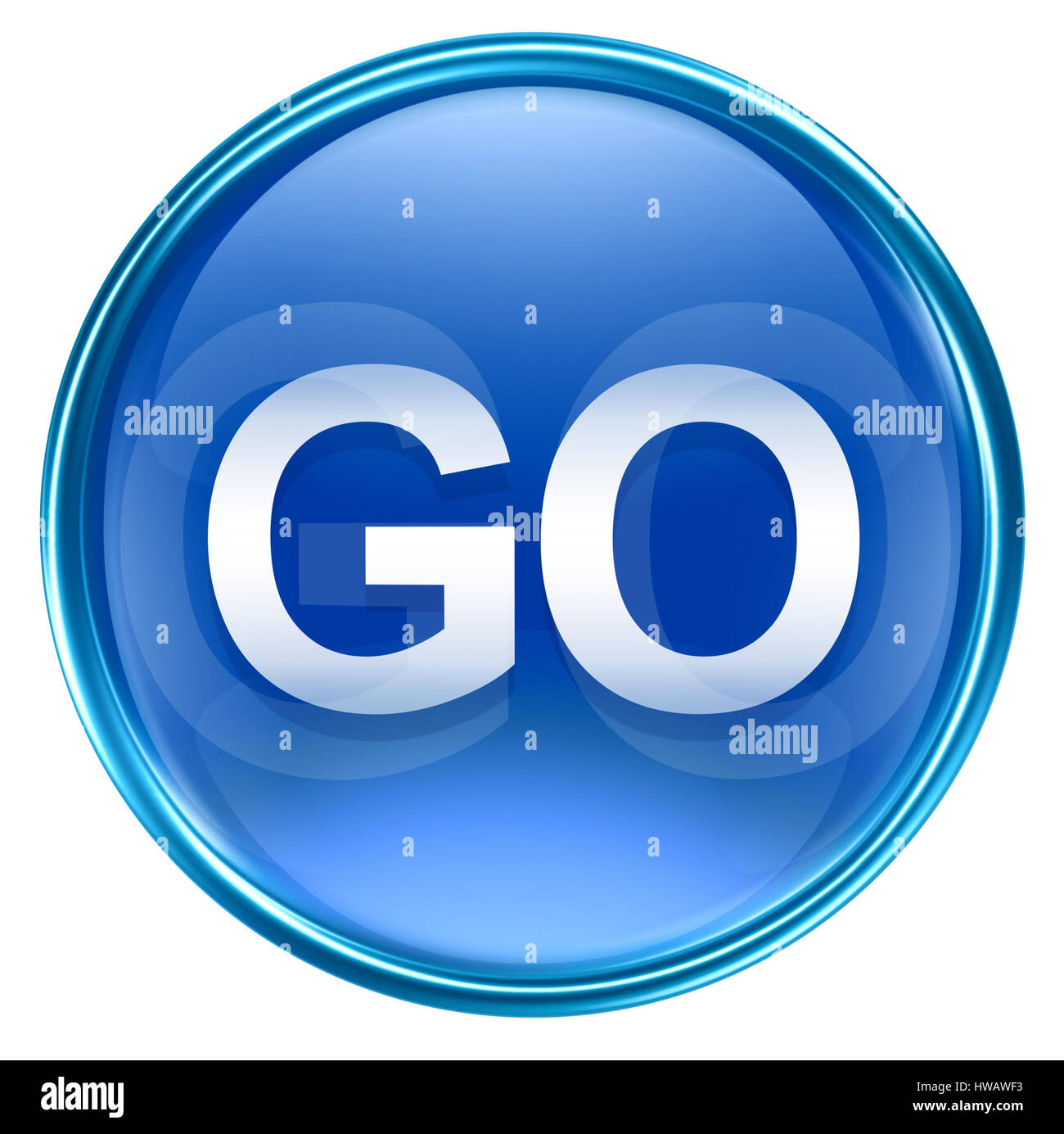 GO icon blue, isolated on white background Stock Photo - Alamy