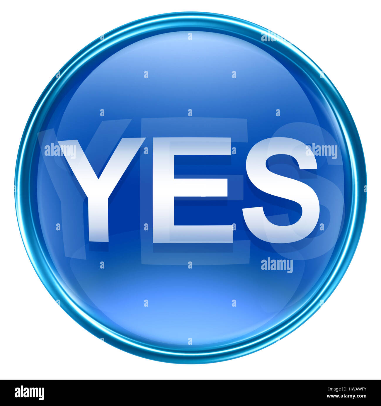 YES icon blue, isolated on white background Stock Photo - Alamy