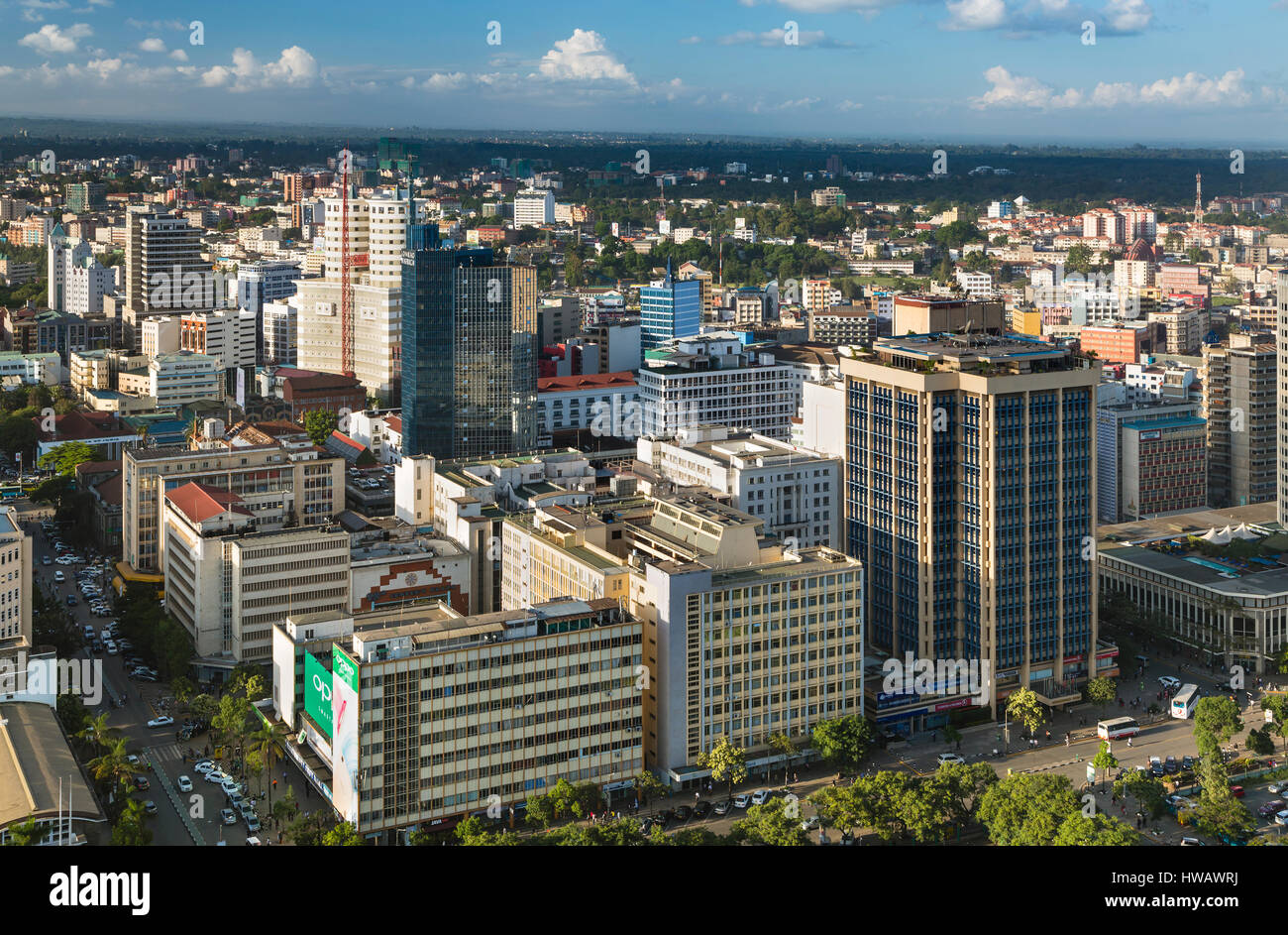 Nairobi, Kenya - December 23: Modern highrises and streets in the ...