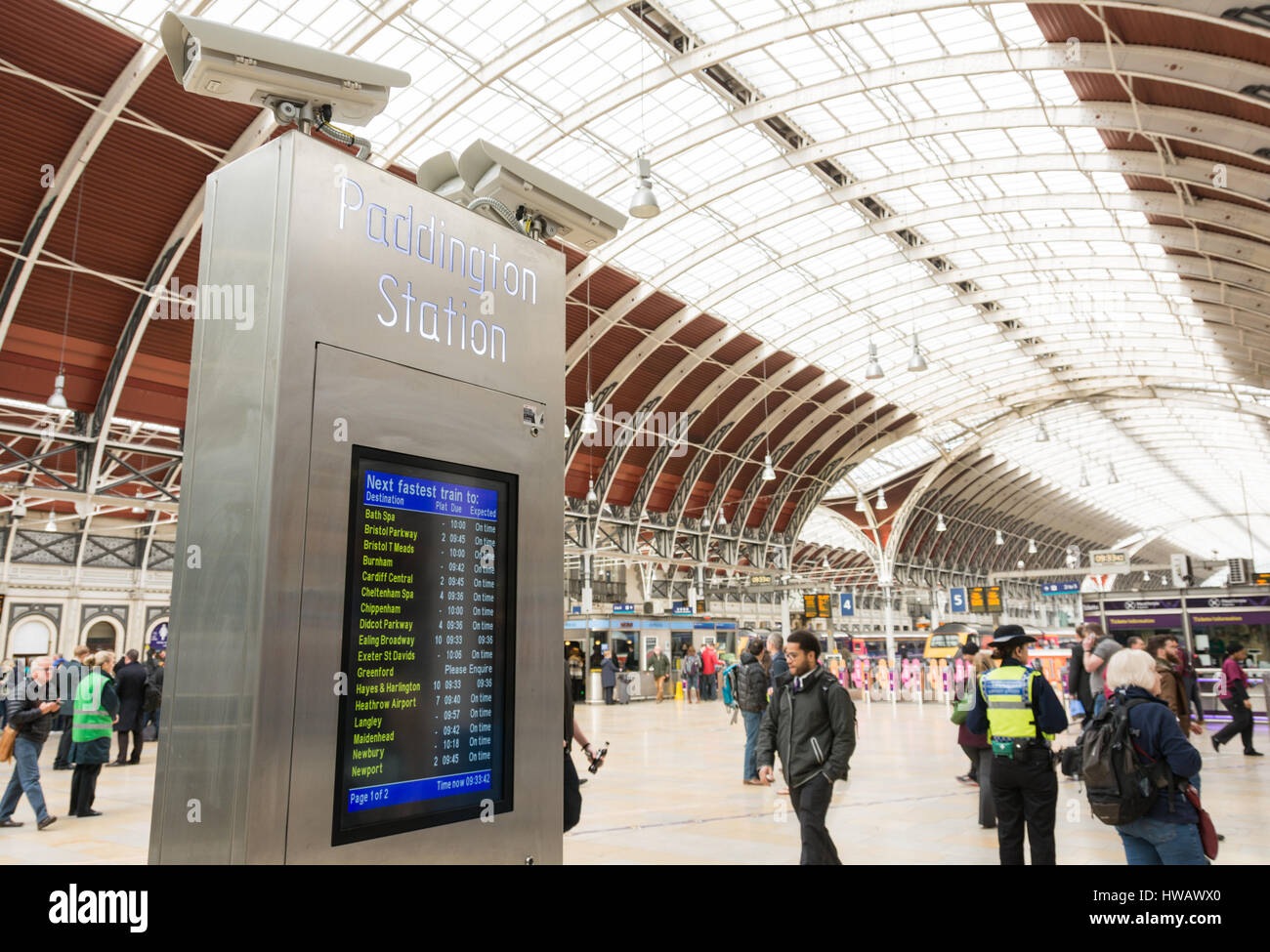 Electronic Information display at Paddington Station in London, England ...