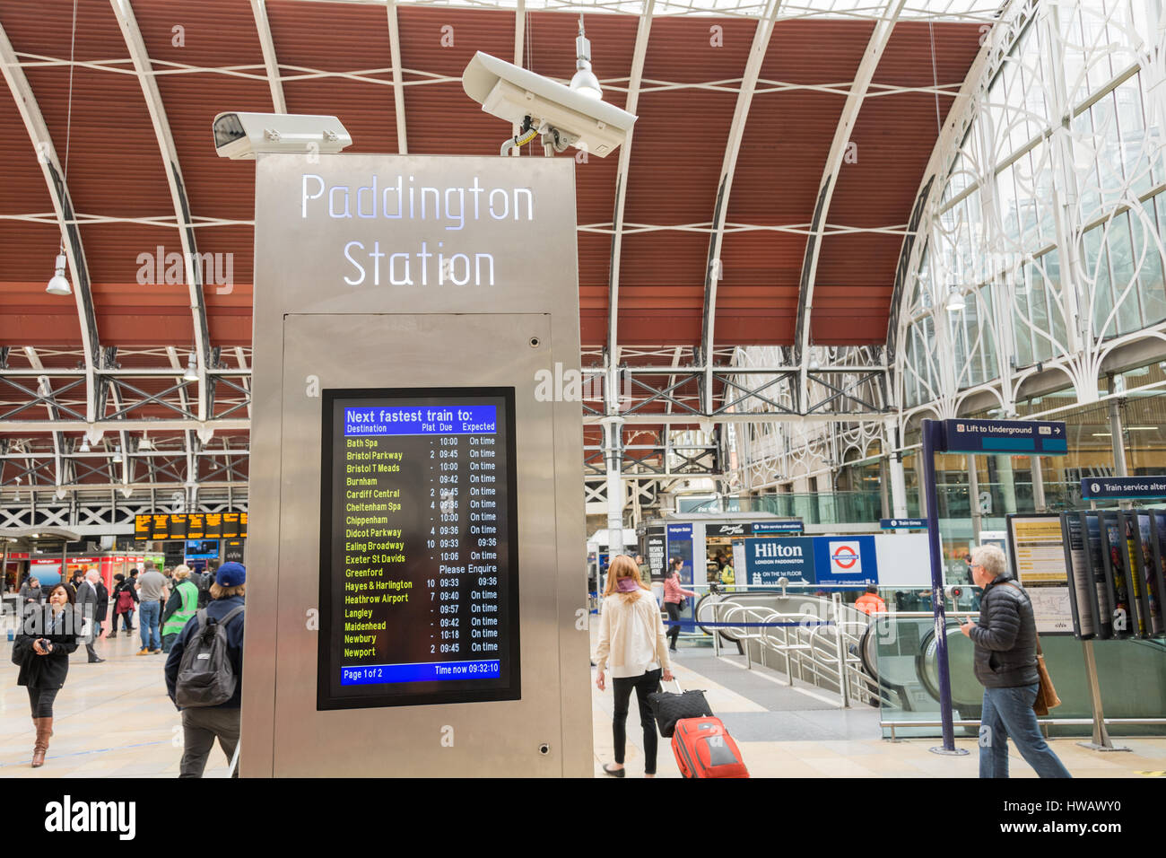 Electronic Information display at Paddington Station in London, England ...