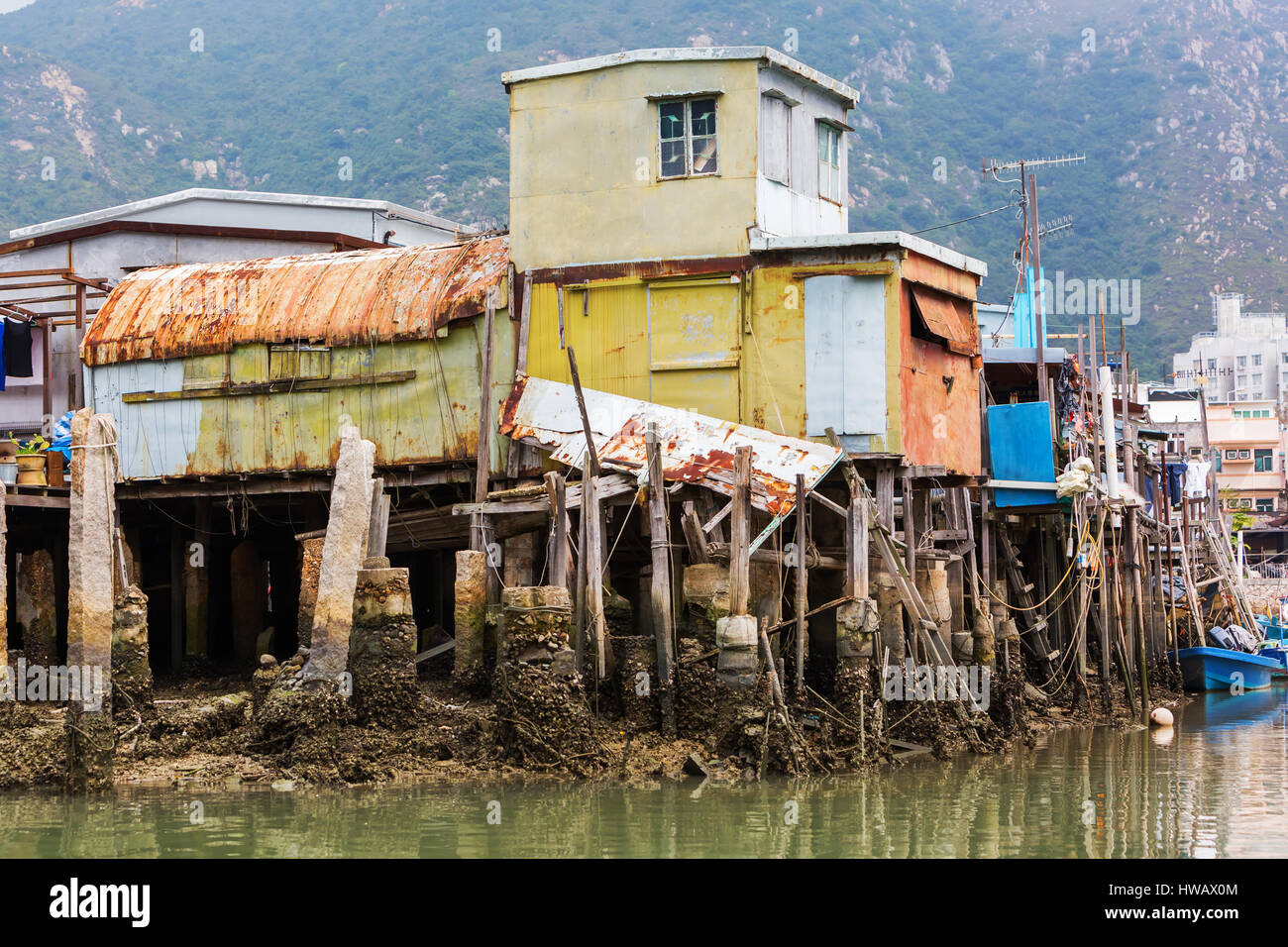 picture of traditional stilt houses in Tai O on Lantau Island, Hongkong ...