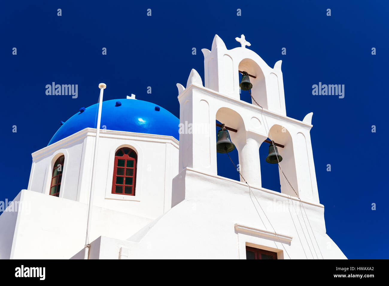 Beautiful blue dome Santorini church, Santorini, Cyclades, Greece Stock ...