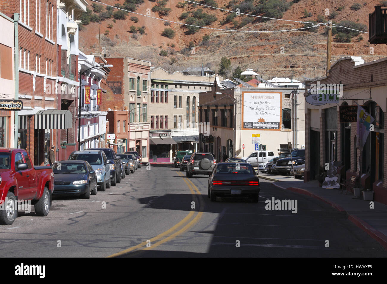 Main Street on a sunny day, Bisbee, Arizona, AZ, USA, United States ...