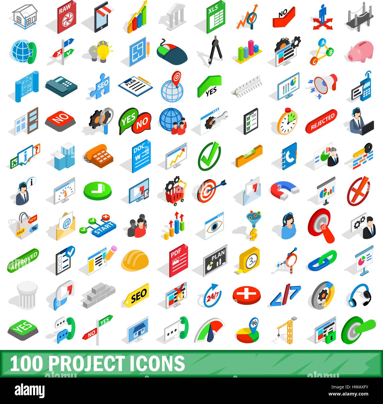 100 project icons set hi-res stock photography and images - Alamy
