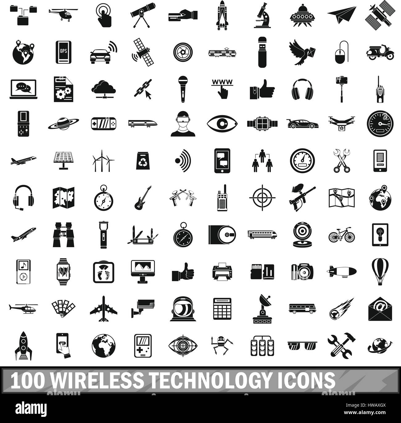 100 wireless technology icons Black and White Stock Photos & Images - Alamy