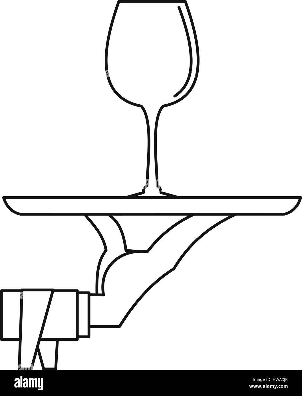 Hand of waiter with tray icon, outline style Stock Vector Image & Art ...