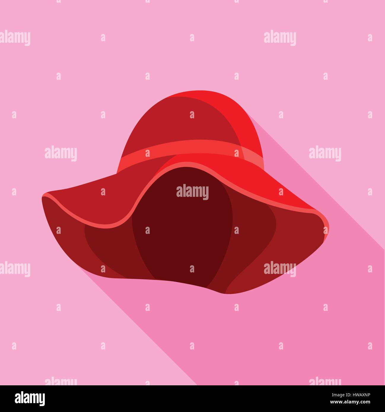 Red female hat with wide brim icon Stock Vector Image & Art - Alamy