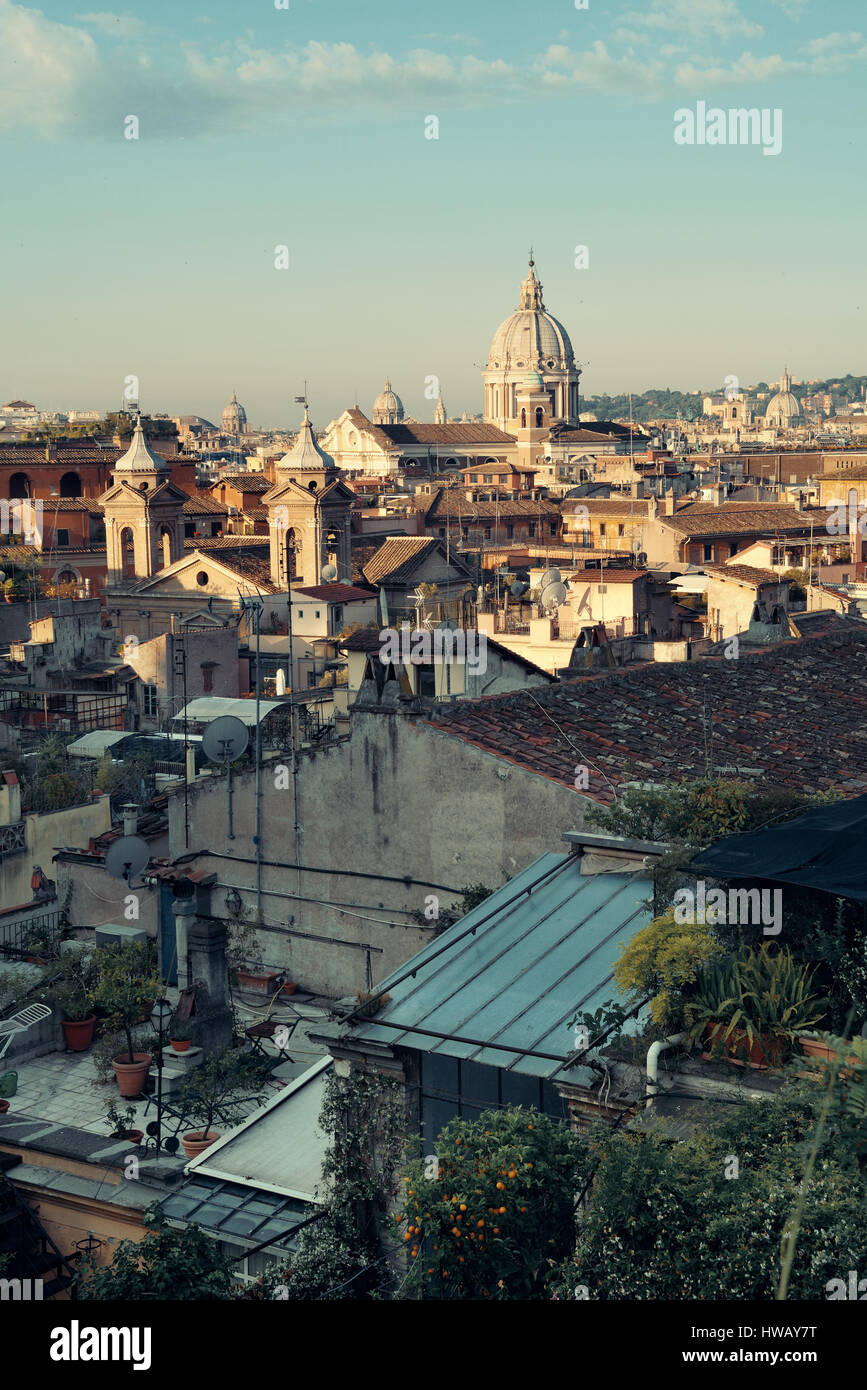 Rome rooftop view with ancient architecture in Italy Stock Photo - Alamy